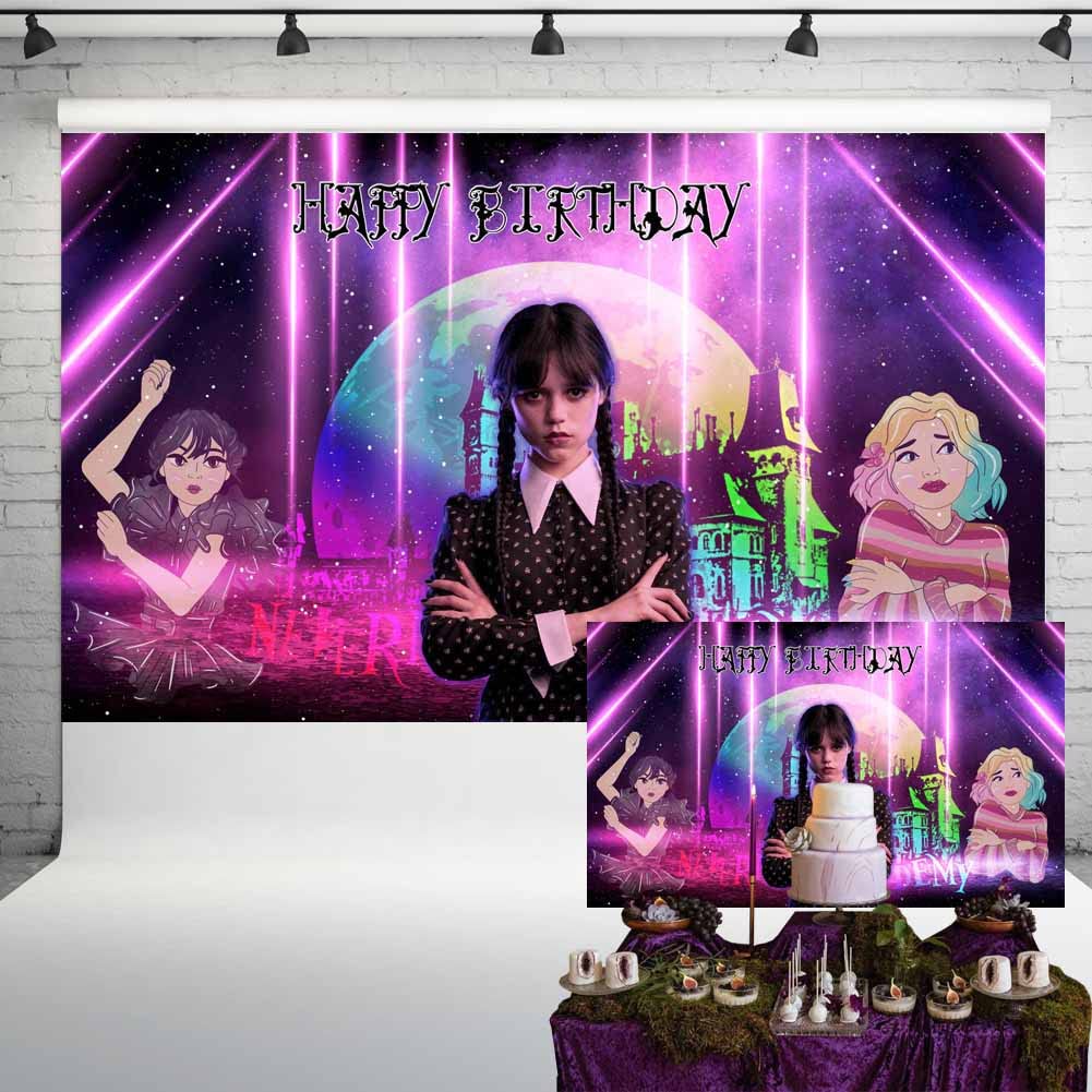 Wednesday Backdrop for Birthday Party Wednesday Addams Party Decorations Photo Background 5x3 ft 42