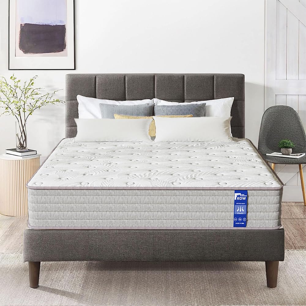 KOW Full Size Mattress 12 Inch Mattress in a Box,Pressure Relief Full Bed Mattress,Individually Pocketed Springs and Memory Foam Mattresses for Edge Support, Medium Firm Feel
