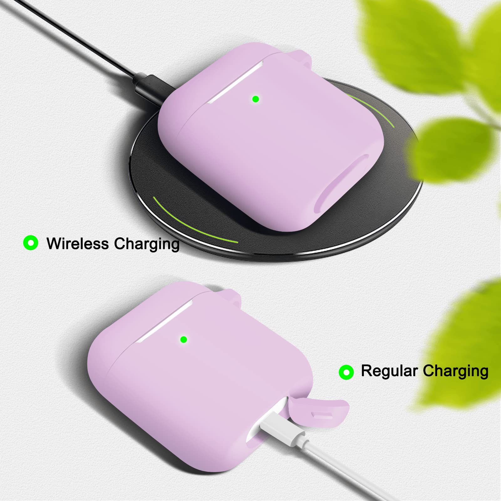 MOLOPPO for AirPods Case Cover with Cleaning Pen,Soft Silicone Protective Cover with Buckle for Women Men Compatible with Apple AirPods 2nd 1st Generation Charging Case, Front LED ,Rose Pink