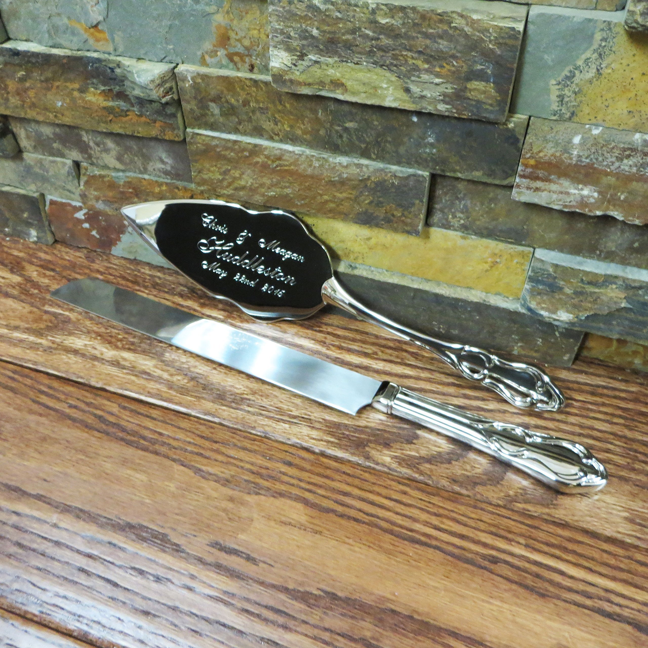 Personalized Wedding Cake Server and Knife Set- Wedding Gift- Wedding accessory- Bridal Shower- Rehearsal