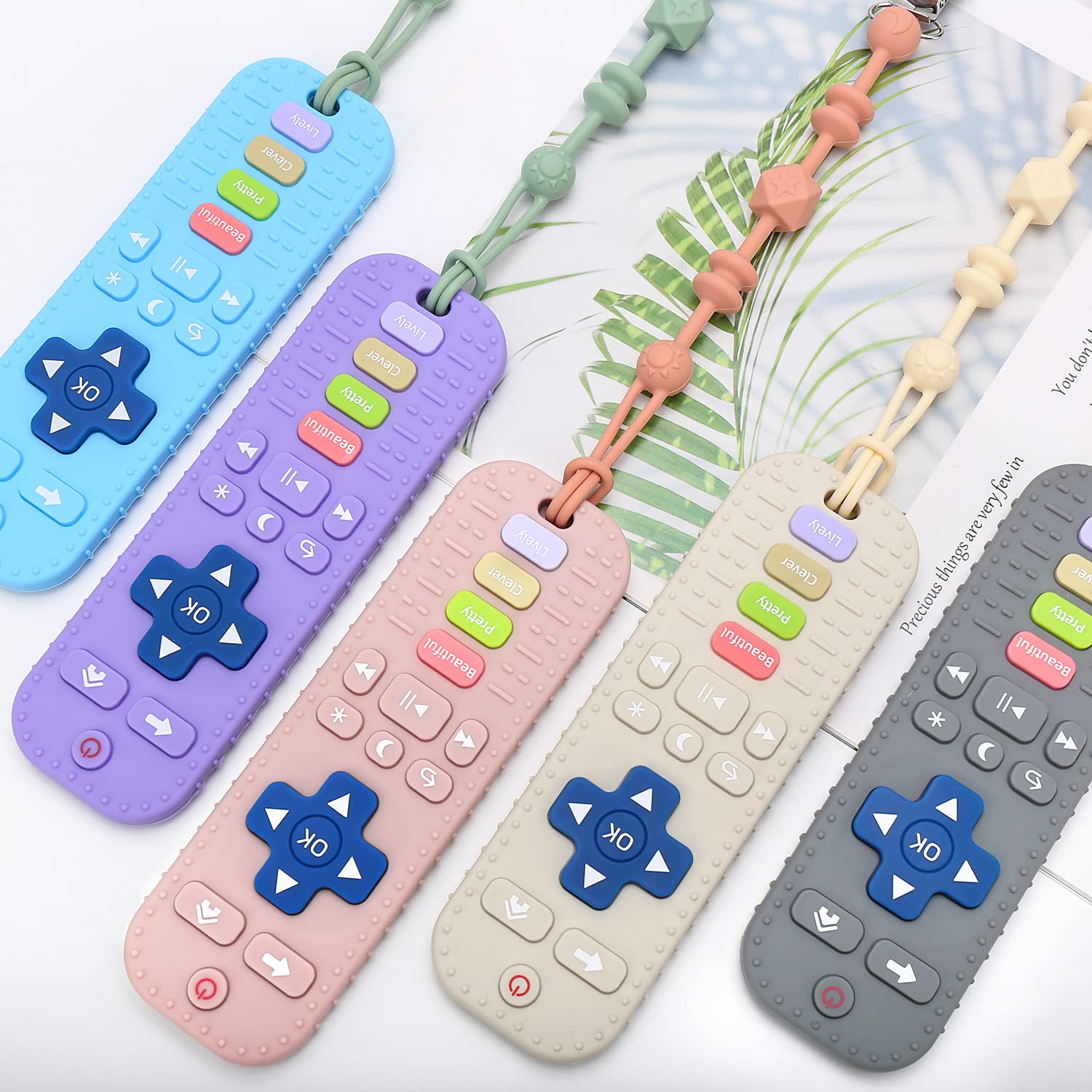 Qinerle Silicone Baby Teether Toys,TV Remote Control Shape,Infant Sensory Toy for Babies Teething Toys 6-12 Months