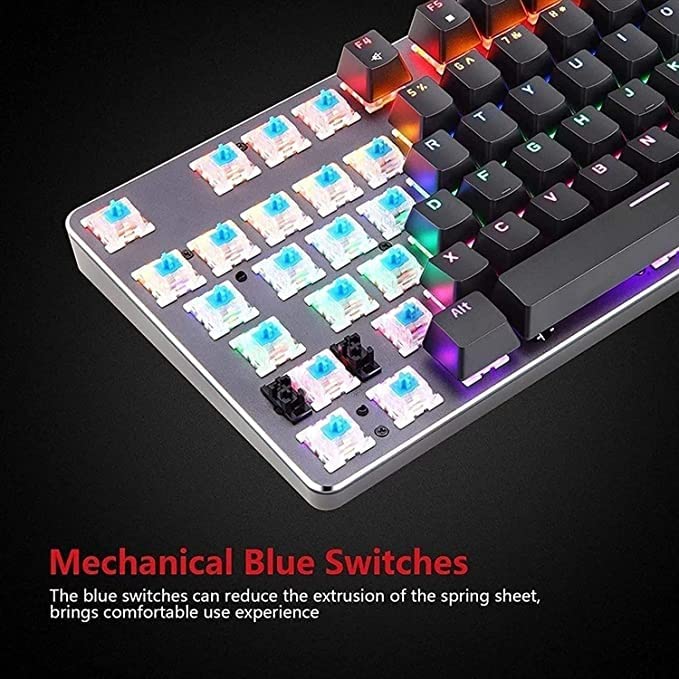 QINERSAW Compact Gaming Keyboard, USB Wired 104 Keys Gaming Keyboard LED Backlit Gaming Keyboard for Laptop PC Computer Game and Work E-sportsPlayer Equipment