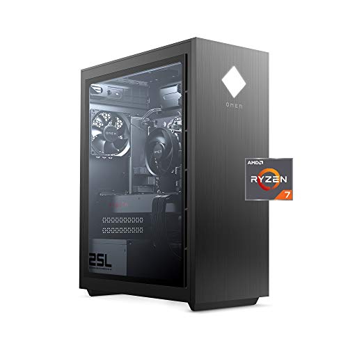 OMEN 25L Gaming Desktop PC, AMD Radeon RX 5700, AMD Ryzen 7 3700X, HyperX 16 GB DDR4 RAM, 1 TB SATA Hard Drive & 512 GB PCIe NVMe SSD, Windows 10 Home, VR Ready, RGB Lighting (GT12-0050, 2020 Model)