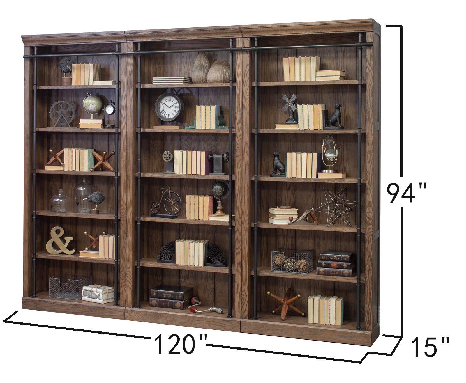 Martin Furniture Avondale 3 Bookcase Wall Oak,