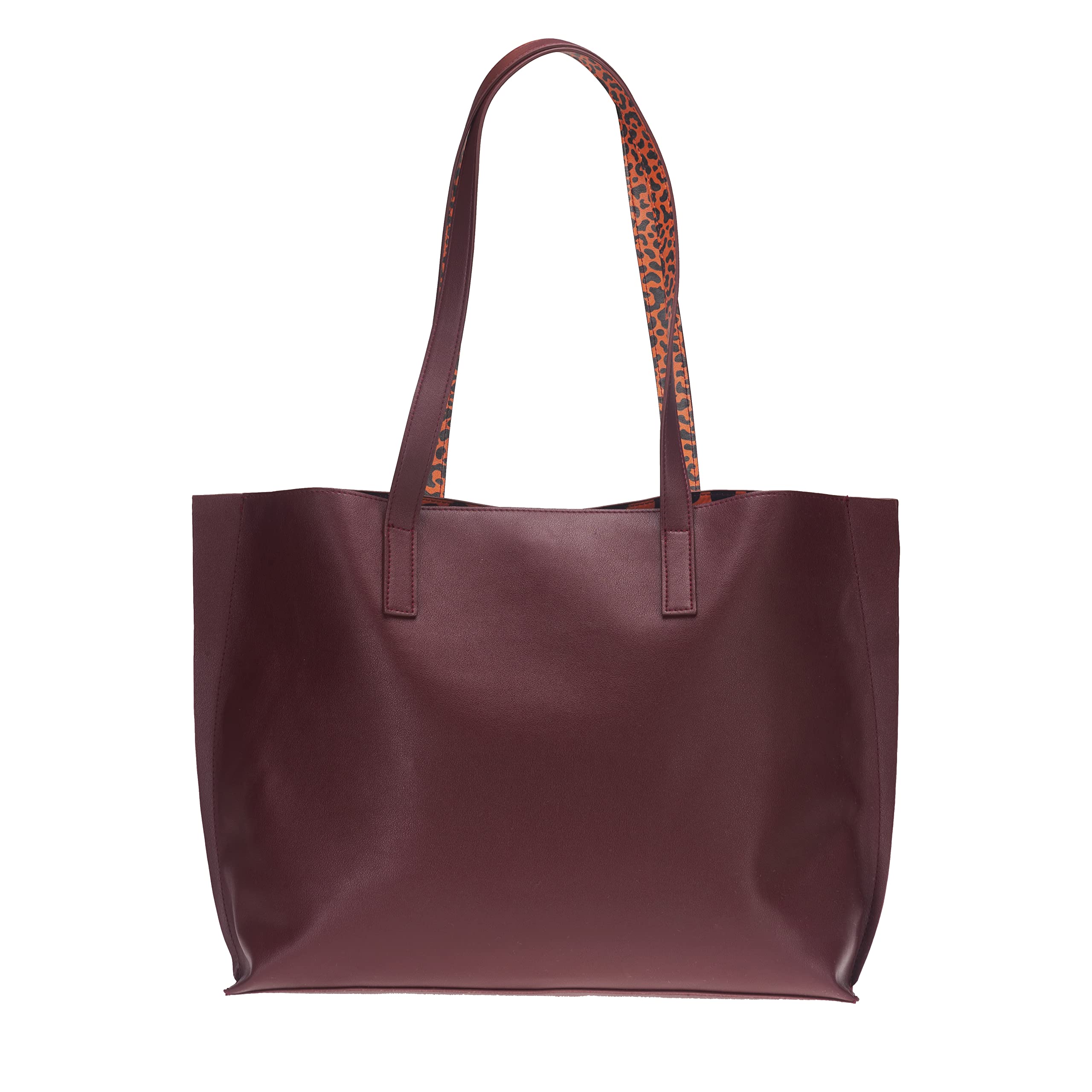 Plusfeel PU Leather Handbag for School, Travel Tote Bag for Women for Shopping, Work and Beach(Burgundy)