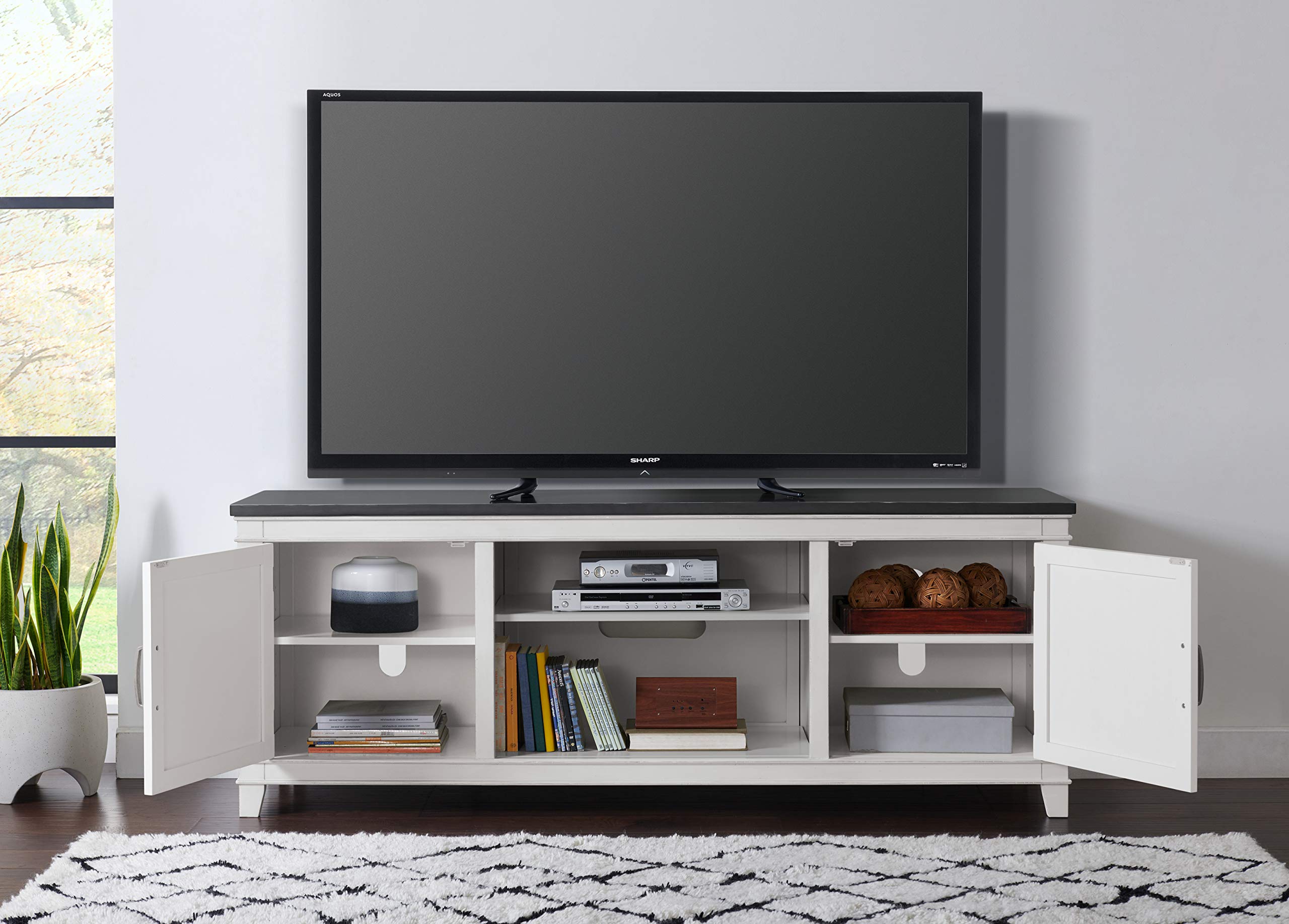 Martin Svensson Home Del Mar 70" Infrared TV Stand with Fireplace, White and Grey
