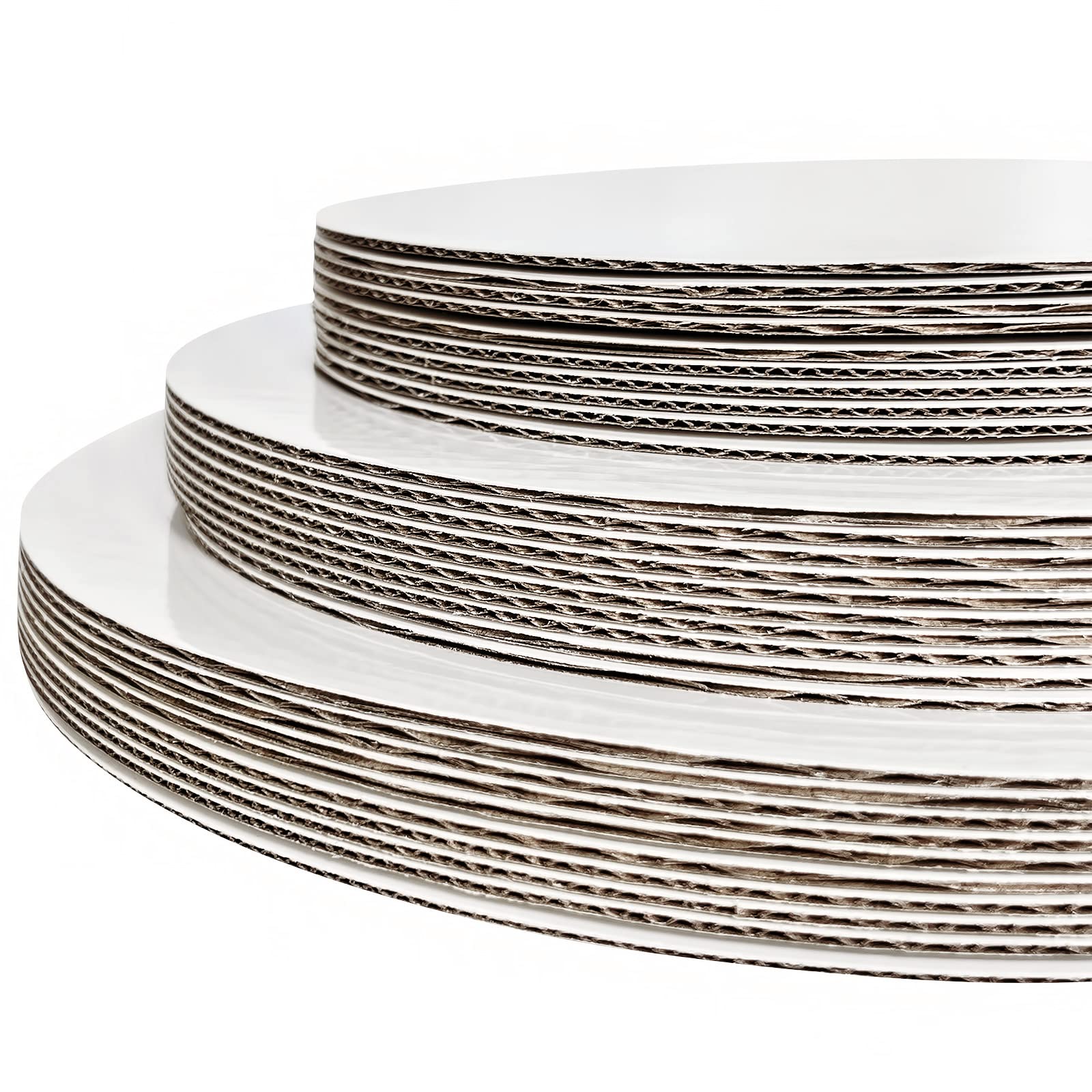 ONEMORE 30-Pack White Cake Board Rounds,Circle Cardboard Base Boards, 8, 10 and 12-Inch. Perfect for Cake Decorating, 10 of Each Size (White,30)