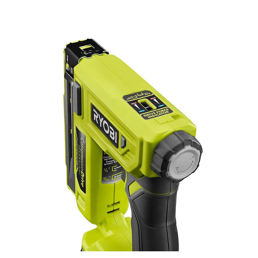 RYOBI - 18-Volt ONE+ - Compression Drive 3/8" Crown Stapler Battery and Charger - PNR01KMX