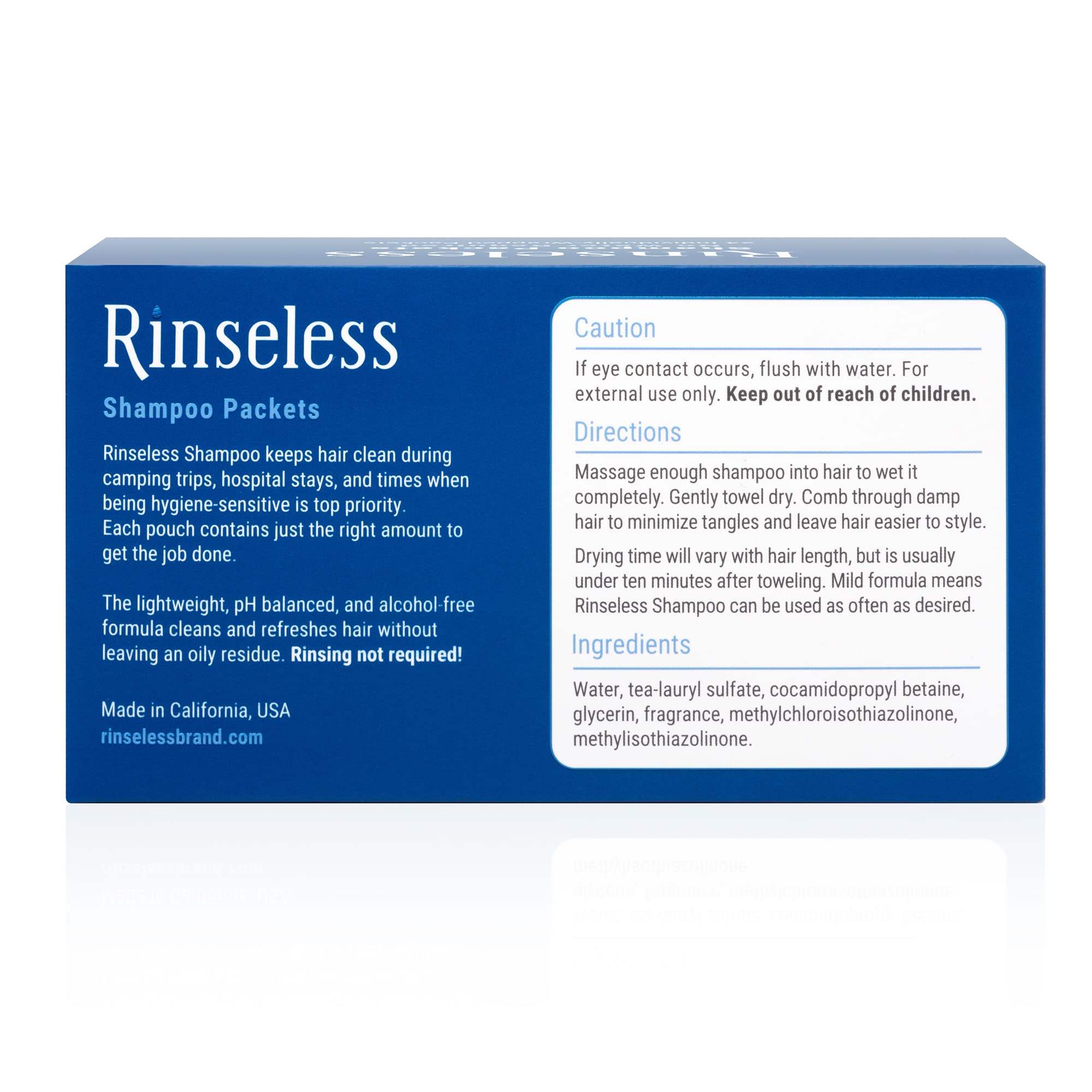 RINSELESS Waterless Shampoo Travel Packets 24 ct, Individually Wrapped | Get Refreshed Clean Smelling Hair, No Water Rinse Needed | For Hospital, Surgery, Elderly, Bedridden Patients & Camping