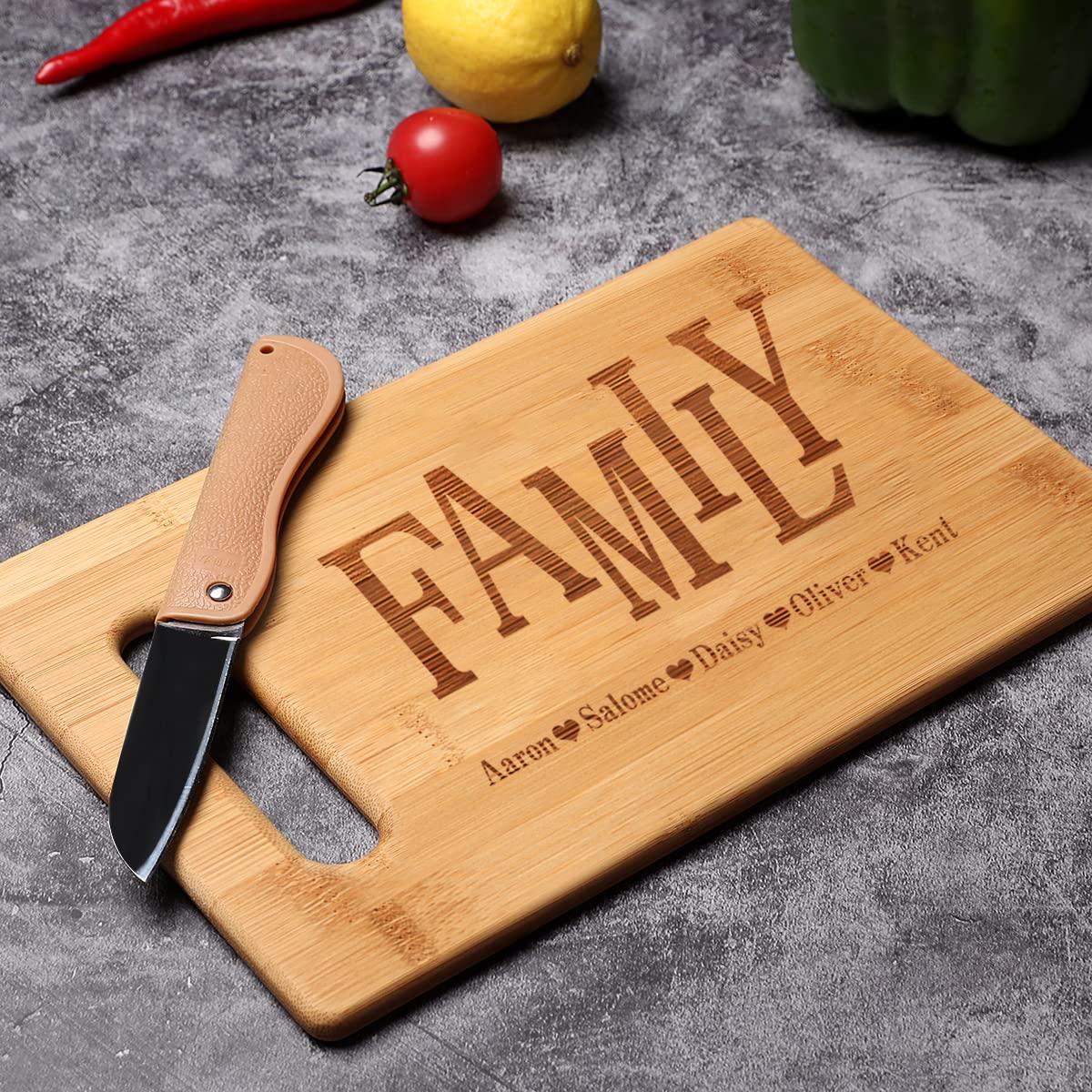 Personalized Cutting Board with Names, Wedding Gift for the Couple, Family, Custom Cutting Board Wood Engraved Customized Gifts for Couple Mr Mrs, Housewarming Closing Gift for Home Buyers