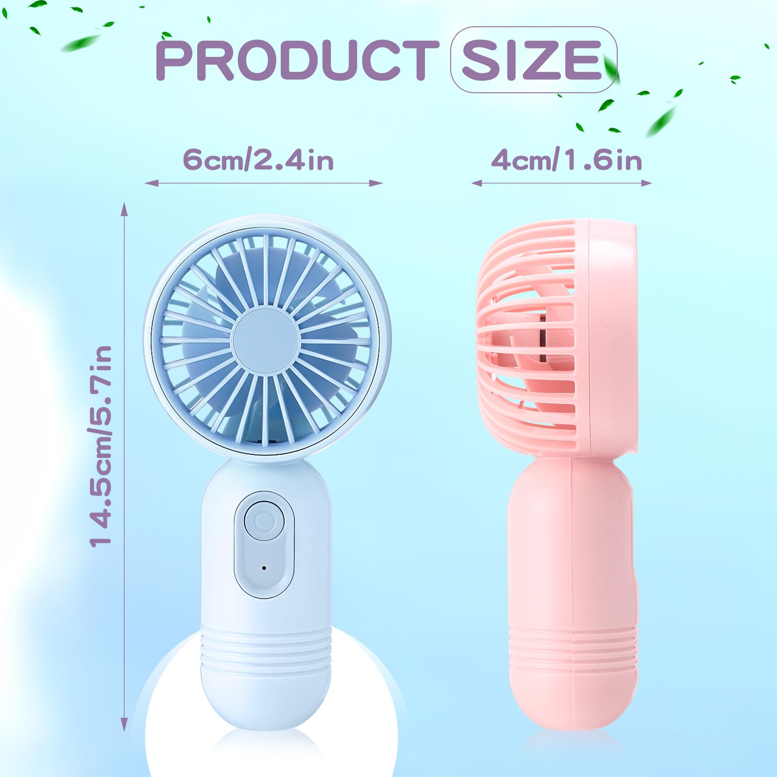 Rossesay 6 Pack Mini Portable Fan Bulk Cute Handheld Fan Lightweight Small Personal Eyelash Fan with 3 Speeds and USB Rechargeable Battery Operated for Outdoor Travel Camping(Multicolor)