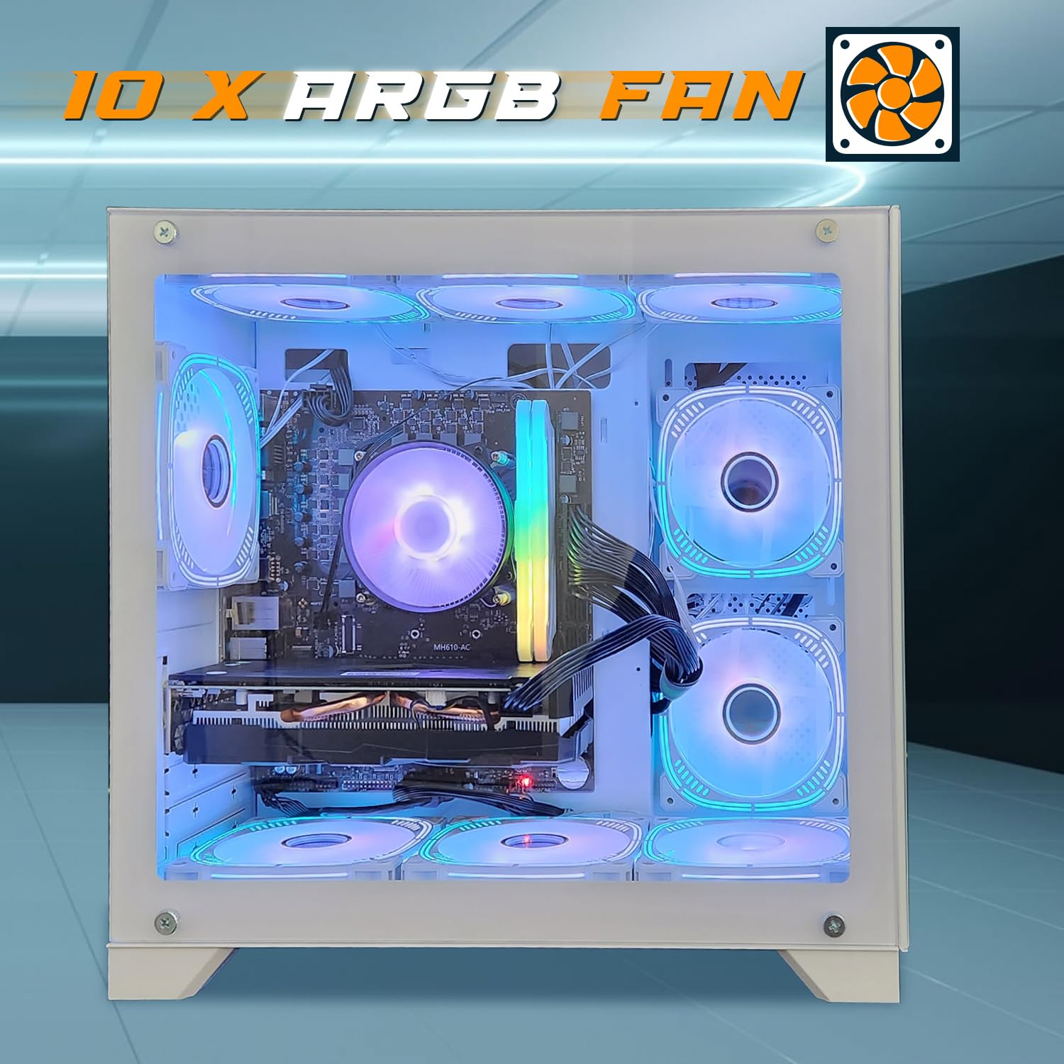 MTG Khuno Gaming Tower PC- Intel Core i7 4th Gen, RTX 2060S 8GB 256bits, 16GB RGB ARGB Ram, 512GB Nvme, 27 Inch 165HZ Gaming Monitor, Gaming Kit Webcam, Win 10 Pro