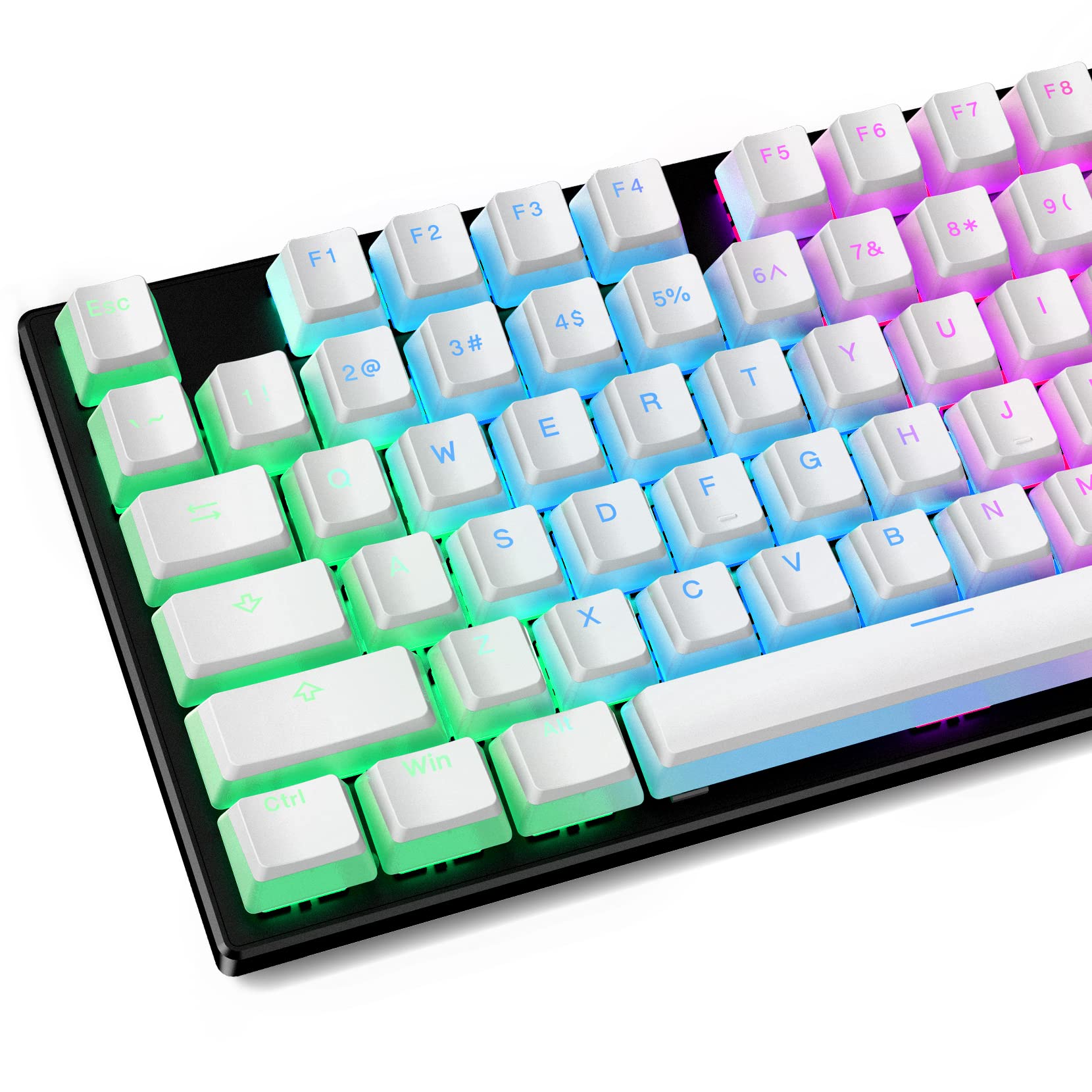 RisoPhy Pudding Keycaps Double Shot PBT Keycap Set for Mechanical Keyboard,OEM Profile with Keycap Puller,Compatible with 104 Keys Full Size,80%,75%,60% Percent Keyboard-White