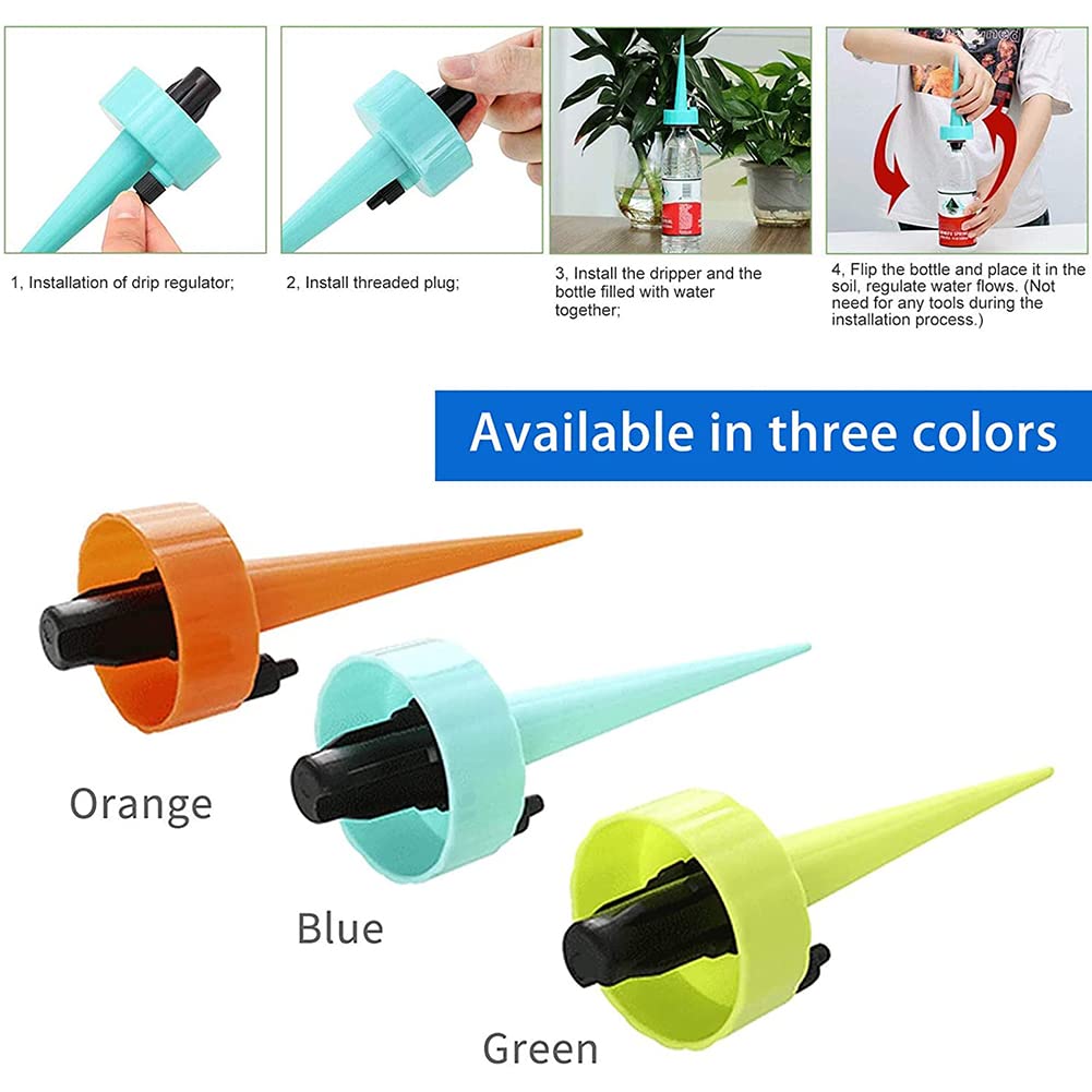 Plant Self Watering Planter Insert Spikes Stakes, Plant Watering Devices, Automatic Plant Waterer for Vacations Outdoor Indoor Potted Plant Drip Irrigation Watering Devices (12 Pack)