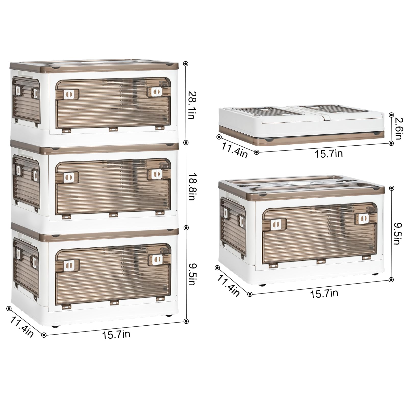 Newspitaya Collapsible Storage Bins with Lid and Wheels, 21 QT Foldable Plastic Storage Box, Closet, Bathroom, Kitchen Organizer and Storage for Clothes, Food