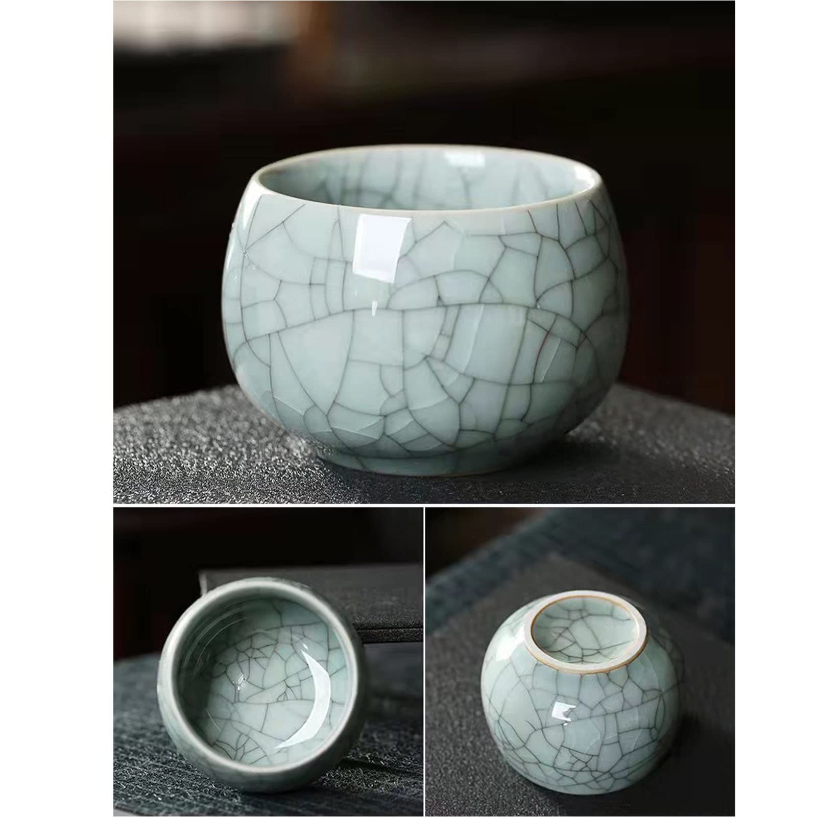 MQjzsh, Jianzhan, Japanese-style teacups, tea sets, ceramic teacups, four-piece set of handmade ice-cracked teacups