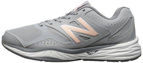 New Balance Women's Casual Comfort 824 Training Cross-Trainer Shoe, Gray/Guava, 9.5 B US