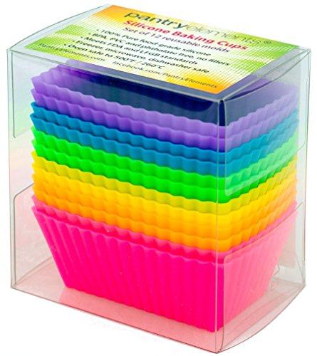 Rectangle Silicone Molds Cupcake Baking Cups (12-Pack) β Premium 100% Pure Platinum Silicone Makes These Sturdy but Flexible Cupcake Liners Easy to Use, Release, and Clean β By Pantry Elements