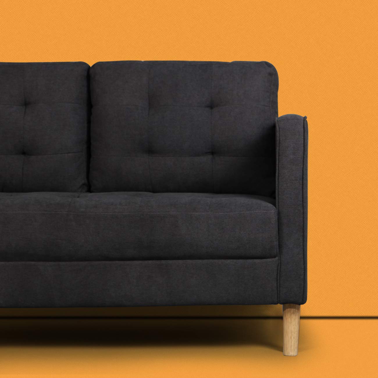 JIASTING Mid-Century Retro Modern Loveseat Sofa, Solid Wood Armrest 2-Seat Upholstered Tufted Back Couch, Living Room, Studio, Office Furniture