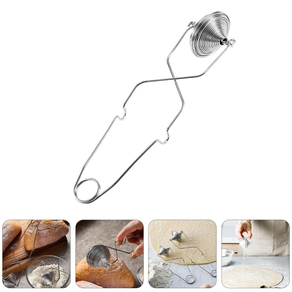Powdered Sugar Shaker Duster - Stainless Steel Creative Flour Sifter for Baking - One-Handed Operation Powder Sugar Duster Sugar Shaker for Sugar, Flour, Chocolate Powder(S)