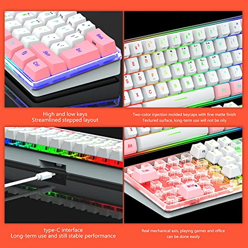 Qonioi Mechanical Keyboard Wired RGB Rainbow Backlit Keyboard, Keyboard Mechanical Gaming Keyboard 61 Keys for Computer/Laptop, PC Ergonomic