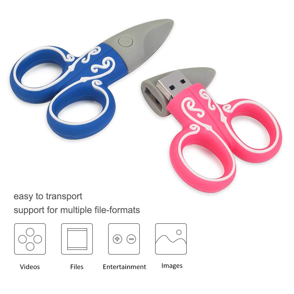 LEIZHAN Cute USB Flash Drive 16GB, 3 Pack Scissors Design Novelty Thumb Drive USB 2.0 Computer Memory Stick Pen Drive U Disk Jump Drive Gift