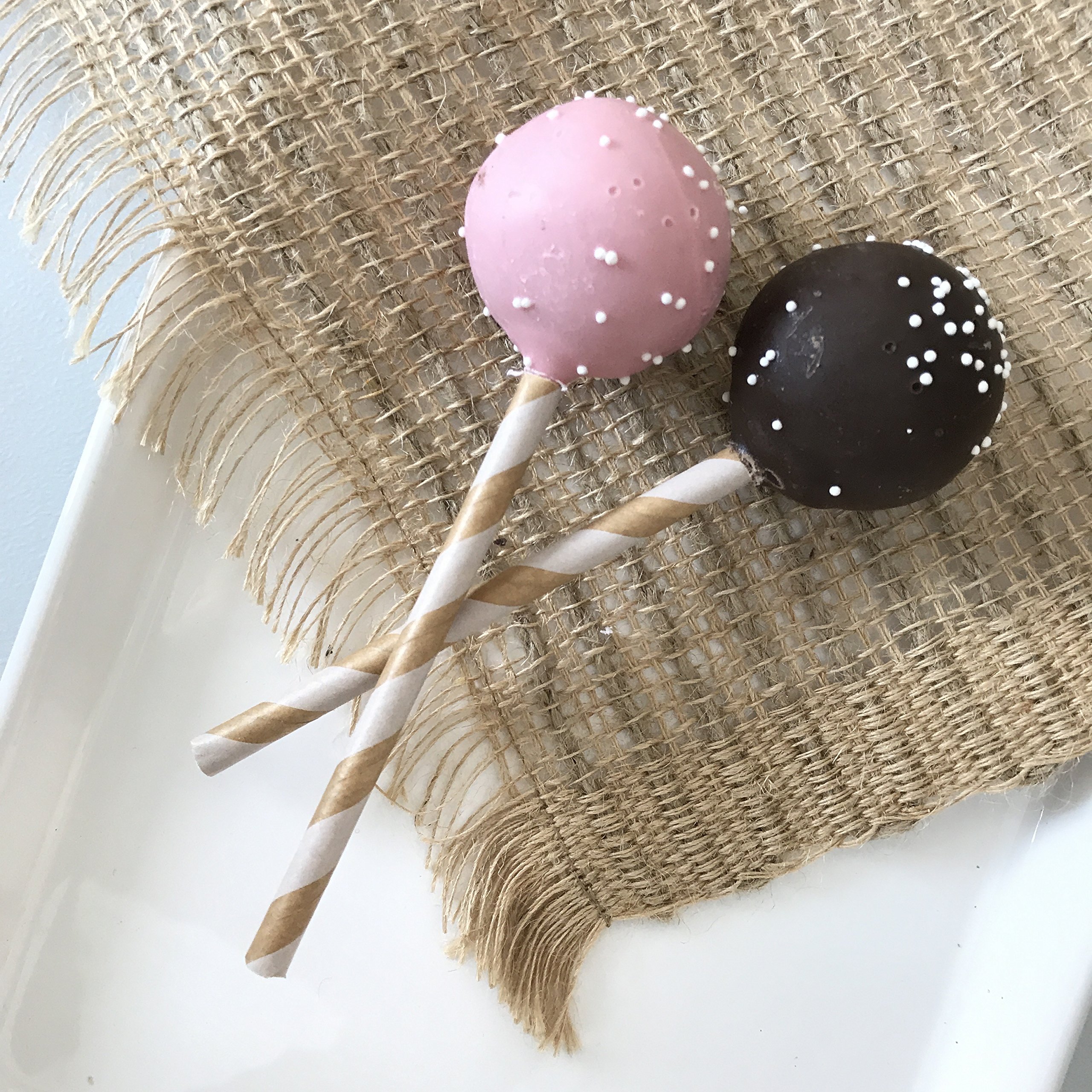 Paper Straws - Kraft Brown - Stripe - 7.75 Inches - 100 Pack Outside the Box Papers Brand