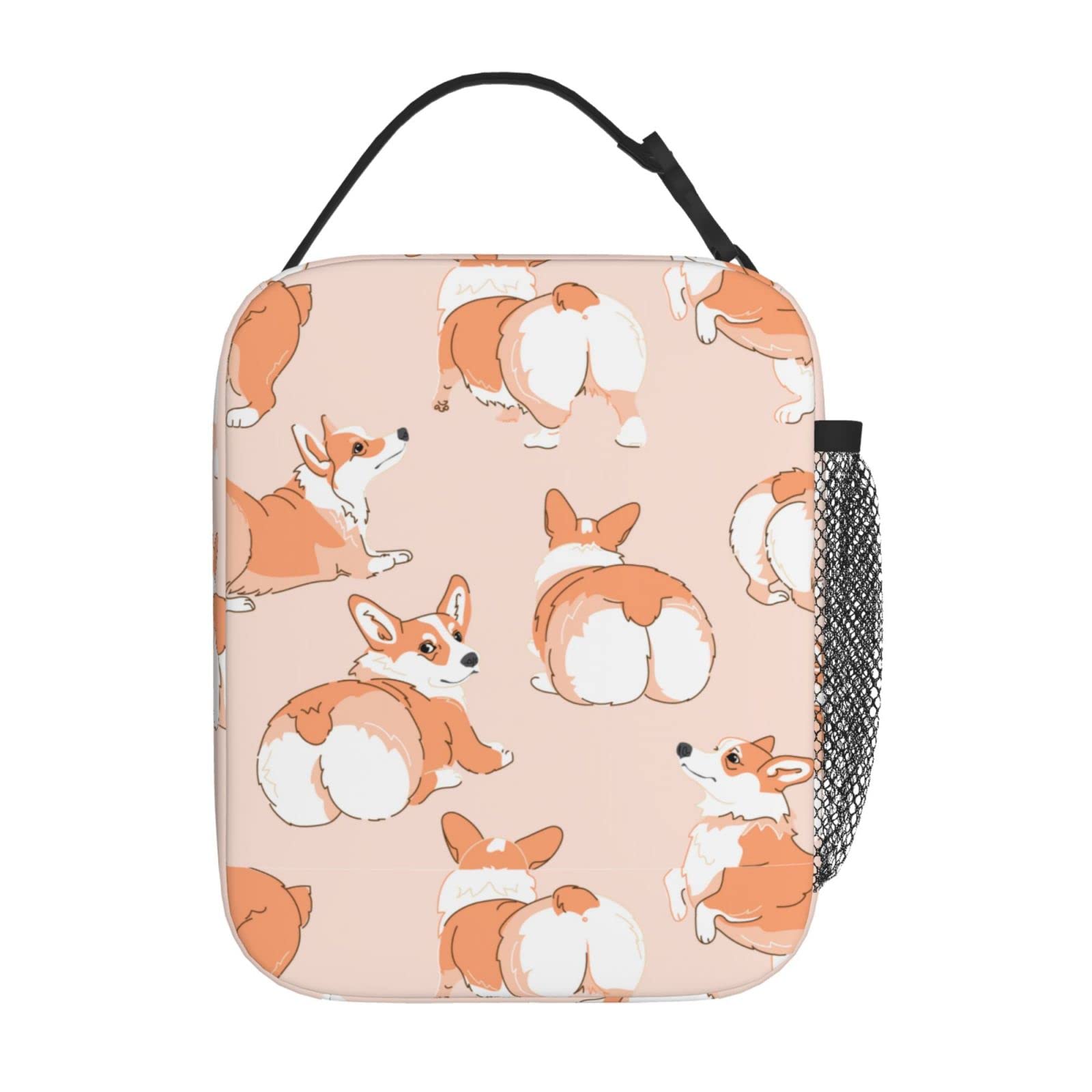 Oplp Cute Corgi Butt Lunch Bag Lunch Box Insulated Meal Bag Food Container for School Work Picnic Travel