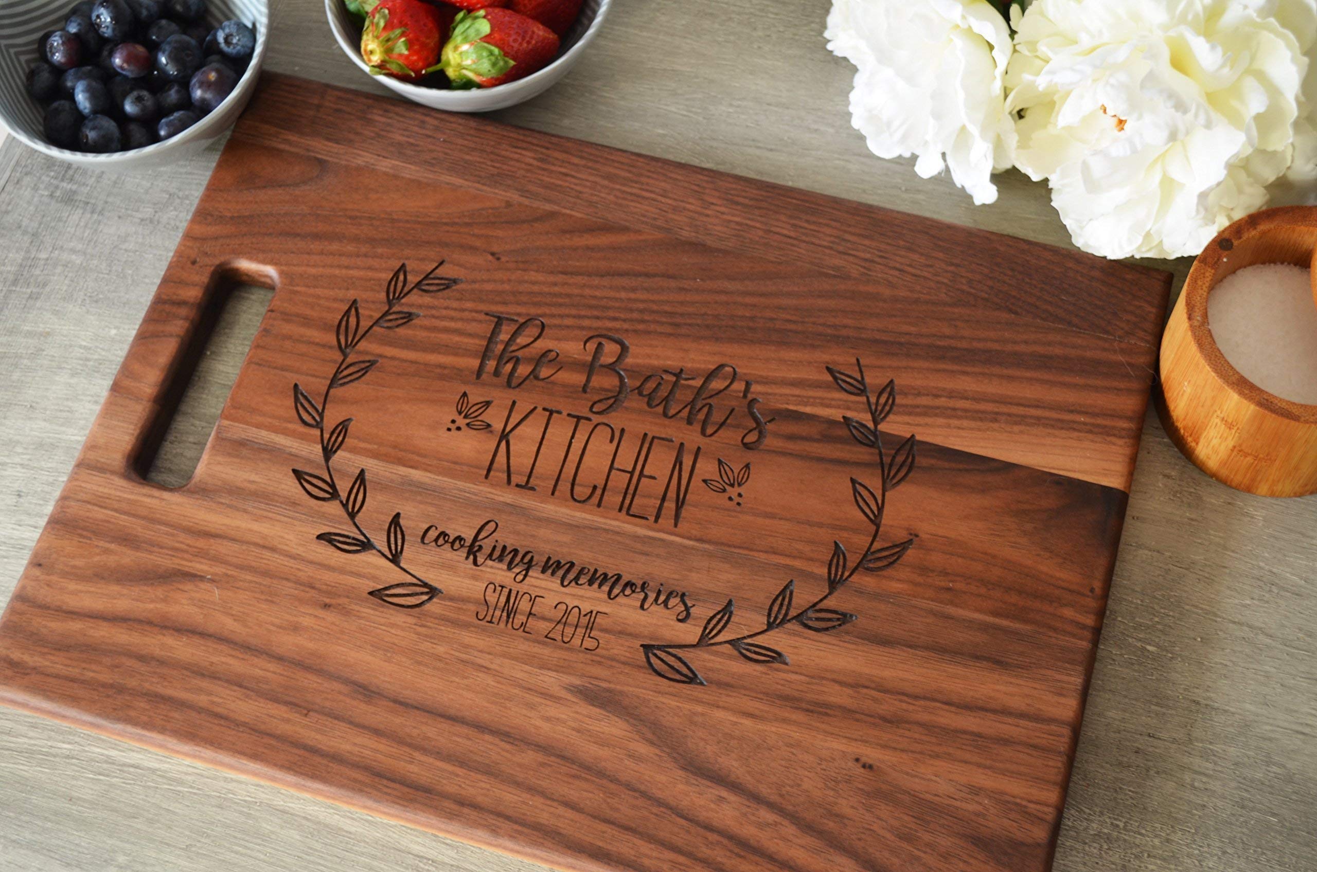 Personalized Wood Cutting Board Engraved with Kitchen Name and Established Date | Perfect Customized Wedding Gifts For Couples Housewarming Gift or Mothers Day Gifts