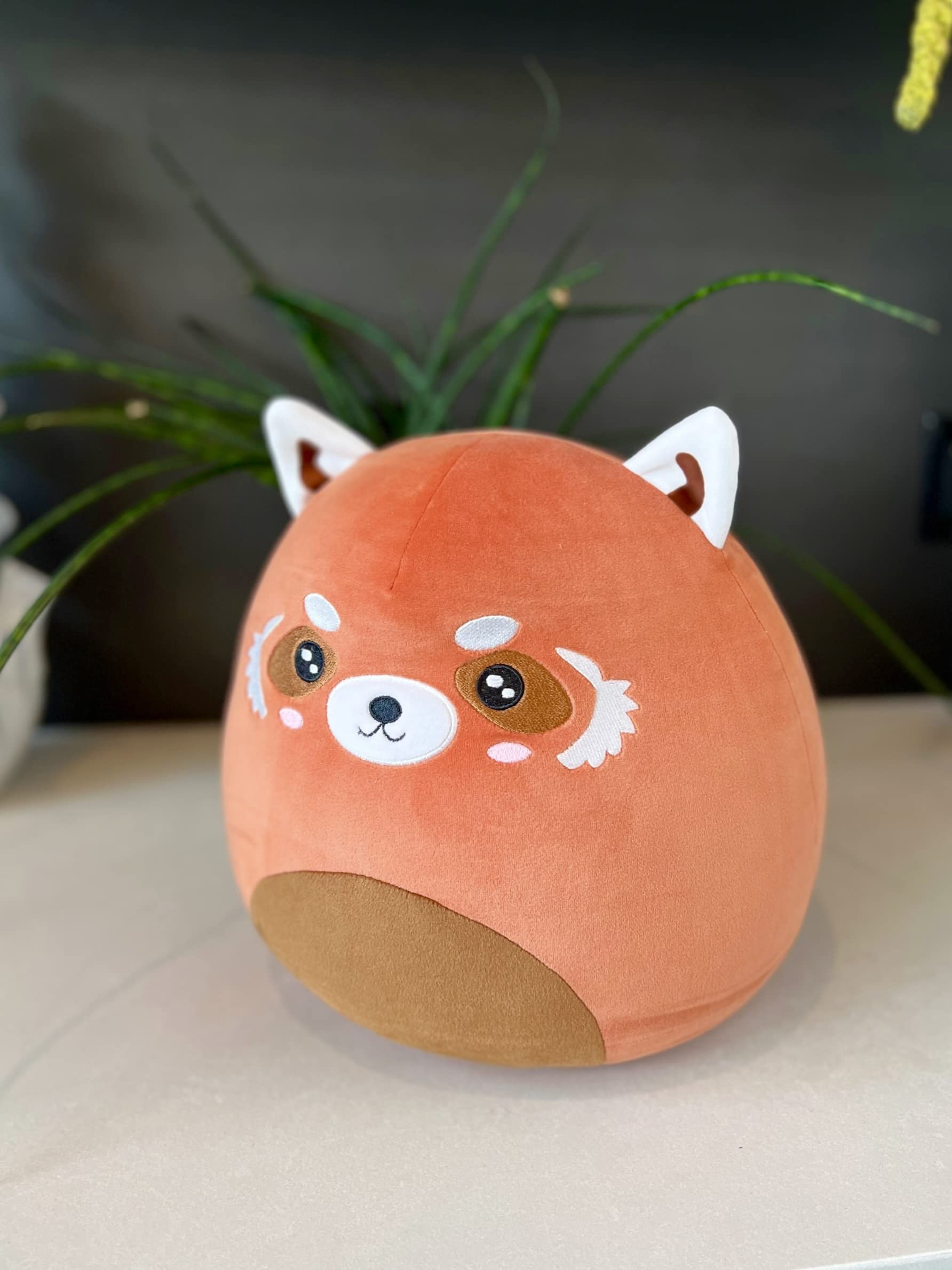Red Panda Plushie 11 Inches, Plush Doll Toys, Cute Raccoon Stuffed Pillow Round Squishie, Super Soft Red Panda Plush Doll