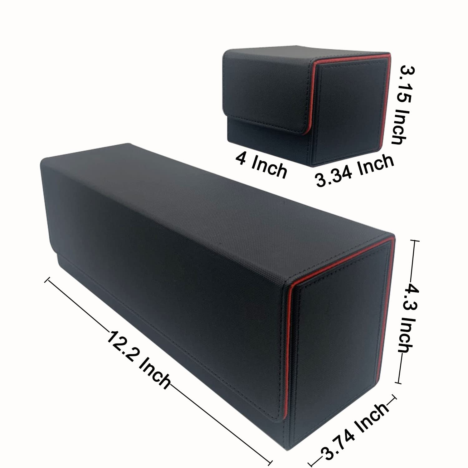 Seengreat Deck Box Cards Black Card Boxes PU Leather Trading Storage Magnetic Closure Vertical Case Fits 700+ Sleeved Cards, Red for Collectible Magic Set of 4