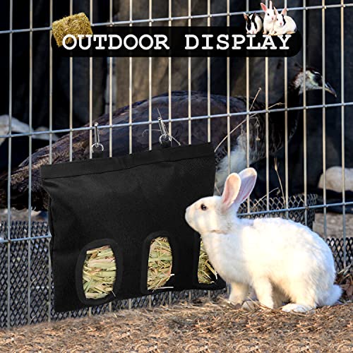 无品牌 Rabbit Hay Feeder Bag Timothy hay Dispenser Feeding Bag Small Animal hay Feeder Bag Hanging Feeder Bag for Rabbit Guinea Pig Chinchilla Hamster Small Animal hay Storage(1 Black)