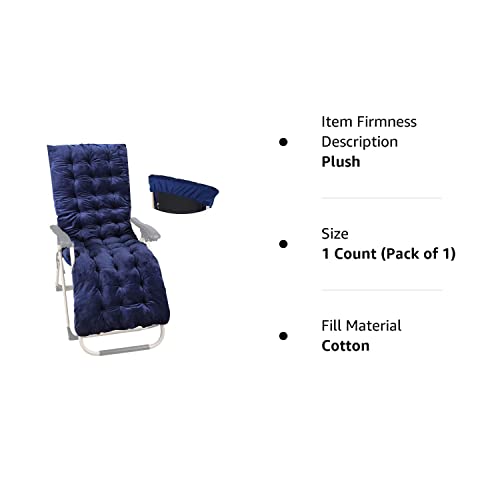 REDCAMP Chaise Lounge Chair Cushion for Patio Furniture, Thicker Soft Comfortable Zero Gravity Chair Pad for Outdoor Indoor Home Office, Blue 65"x21"