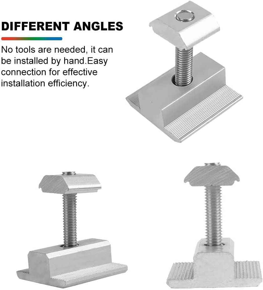 Solar Panel Clamps Panel with Hex Socket Head Cap Bolts Spring Washer and Slider Nut Solar Mid Clamp for Solar Panel Mounting,4 Sets
