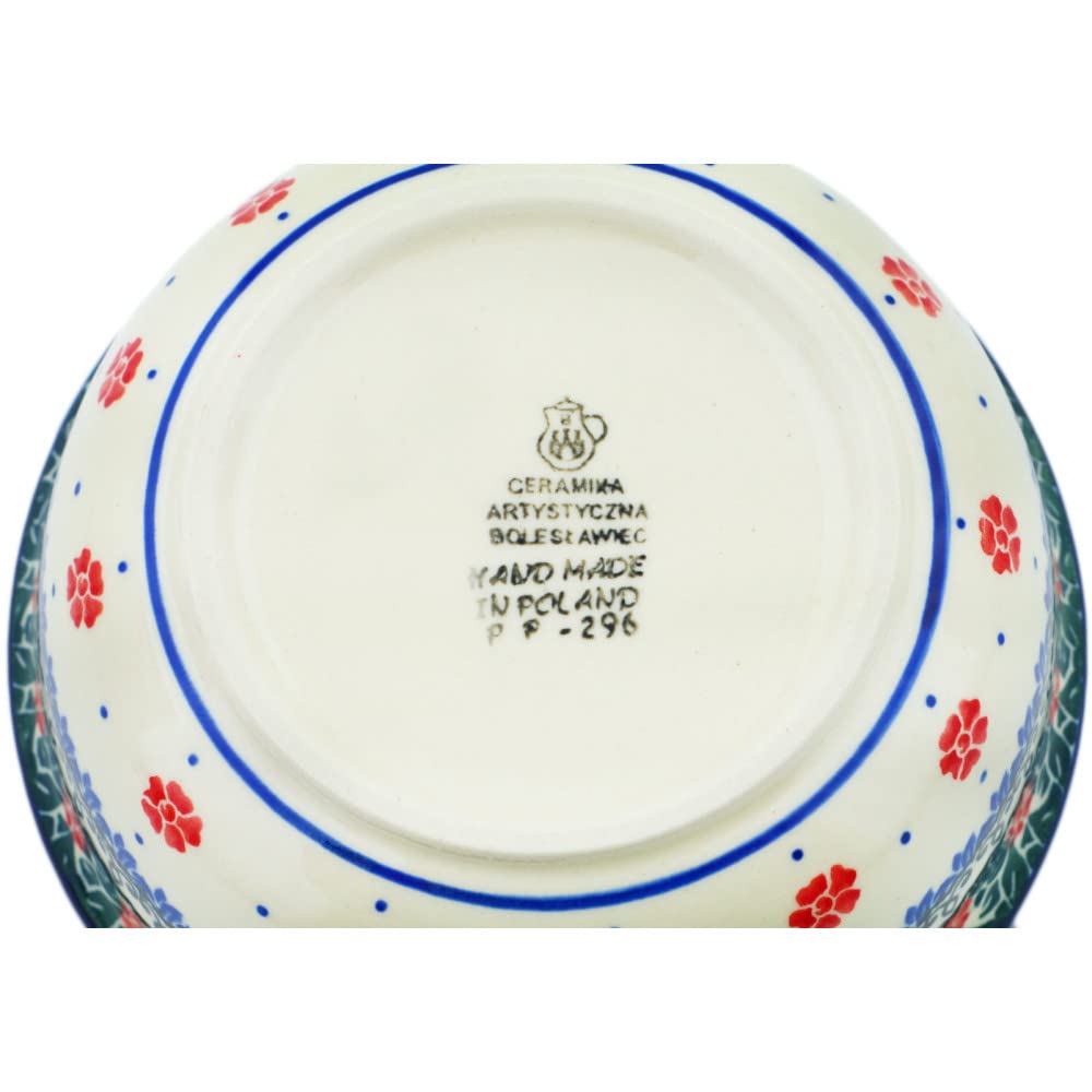 Polish Pottery 6¼-inch Bowl made by Ceramika Artystyczna (Spring Butterfly Theme) + Certificate of Authenticity