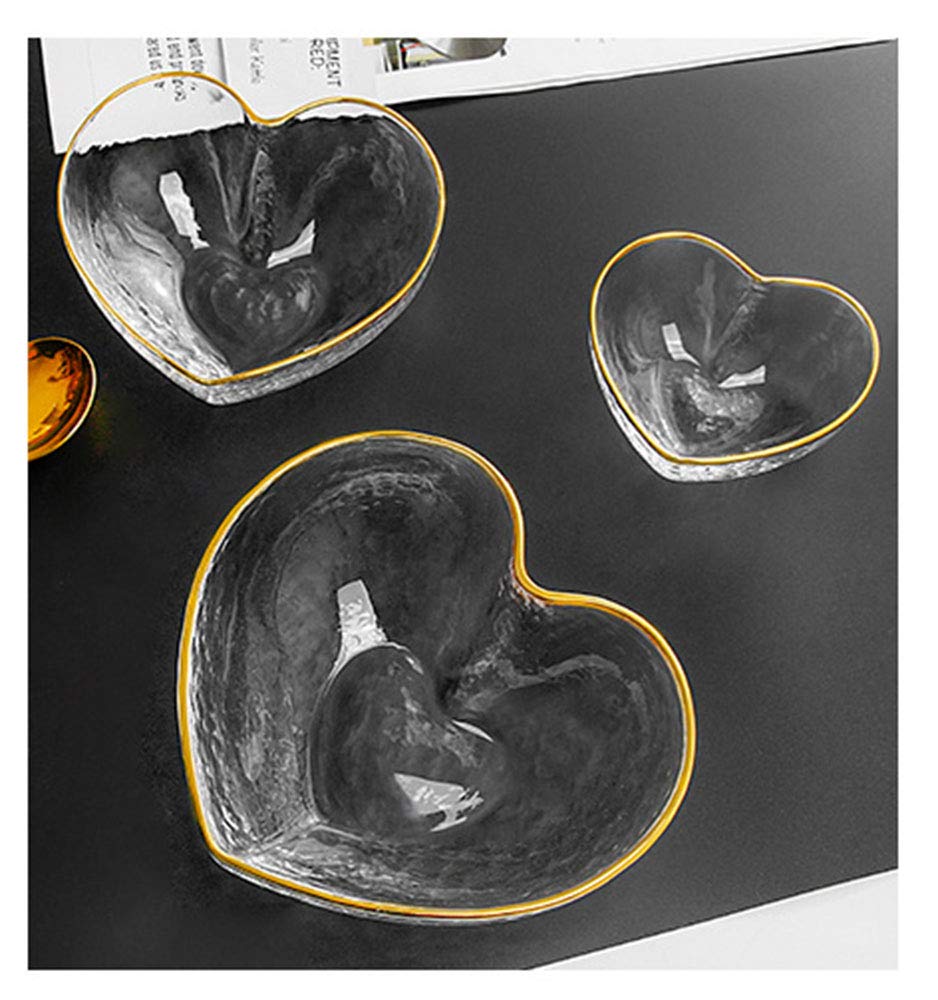 Phnom Penh Glass Bowl Dessert Bird's Nest Salad Bowl Fruit Plate Creative Transparent Heart Shape Breakfast Bowl (15.5 oz)