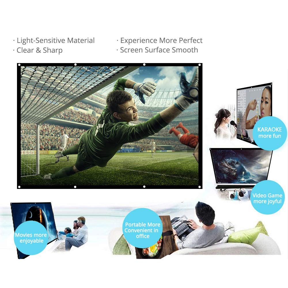 KXDTZ 120'' Foldable Projector Screen 16:9 Video Projection Screen Wall Mounted Projector Screen for Outdoor House Theater