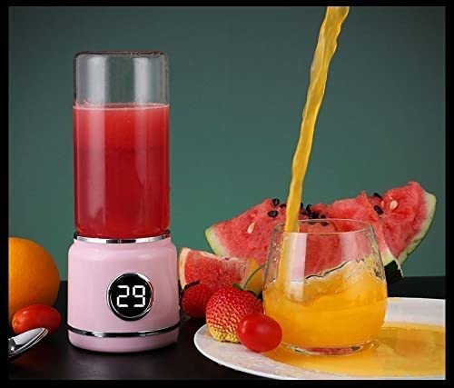 MXJCC Personal Blender Cup, Portable Blender for Shakes and Smoothies, Luium Mini Blender USB Rechargeable, with 6 Blades for Travel, Kitchen, Gym, Office (Color : Pink)