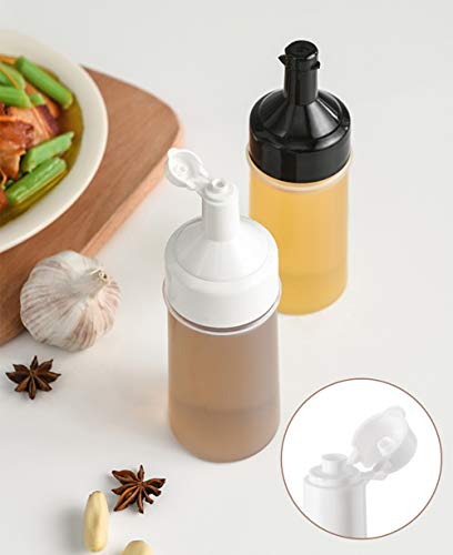 MXY Syrup Squeeze Bottle Salad Vinegar Ketchup Condiments Dispenser Olive Oil Soy Sauce Bottle Honey Container with Lid 250ml (White)