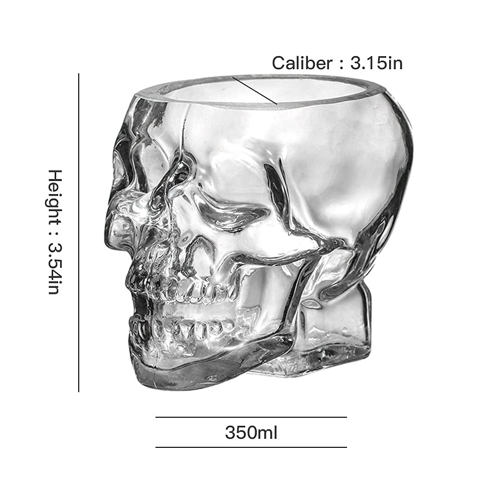 NKADKNS Funny skull glass Wine Glass ,Drinking Glass,Gift, Engraved Design,Large Glasses,vodka spirits cup glass ,new Crystal Skull cup ,Halloween Decorations Gifts(350ml/12 Ounces)