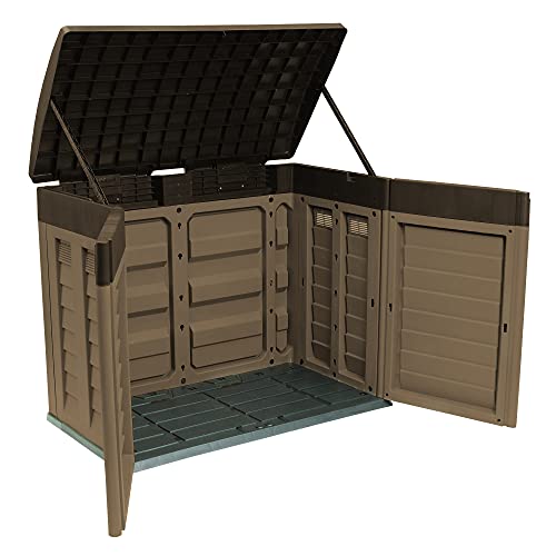 Starplast Heavy Duty Garden Shed: 317 Gallon Outdoor Plastic Willy Bin Cabinet, 2 Doors, Weather & Water Resistant, 57.5 x 46.9 x 34.3 Inches, 41-811
