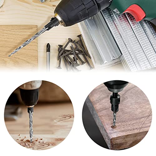 SeonFook 5PCS Countersink Drill Bit Set 1/4" Hex Shank Quick Change Screw Drill Counter Sink Bit 7/64", 9/64", 11/64", 3/16", 7/32" for Woodworking