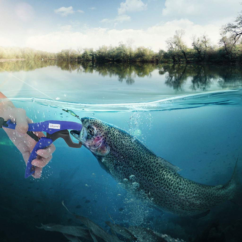 Portable Fish Lip Fish Grip Tool Fish Control Outdoor Fishing Tool 9 Inch Puff Puff Fish (Blue, One Size)