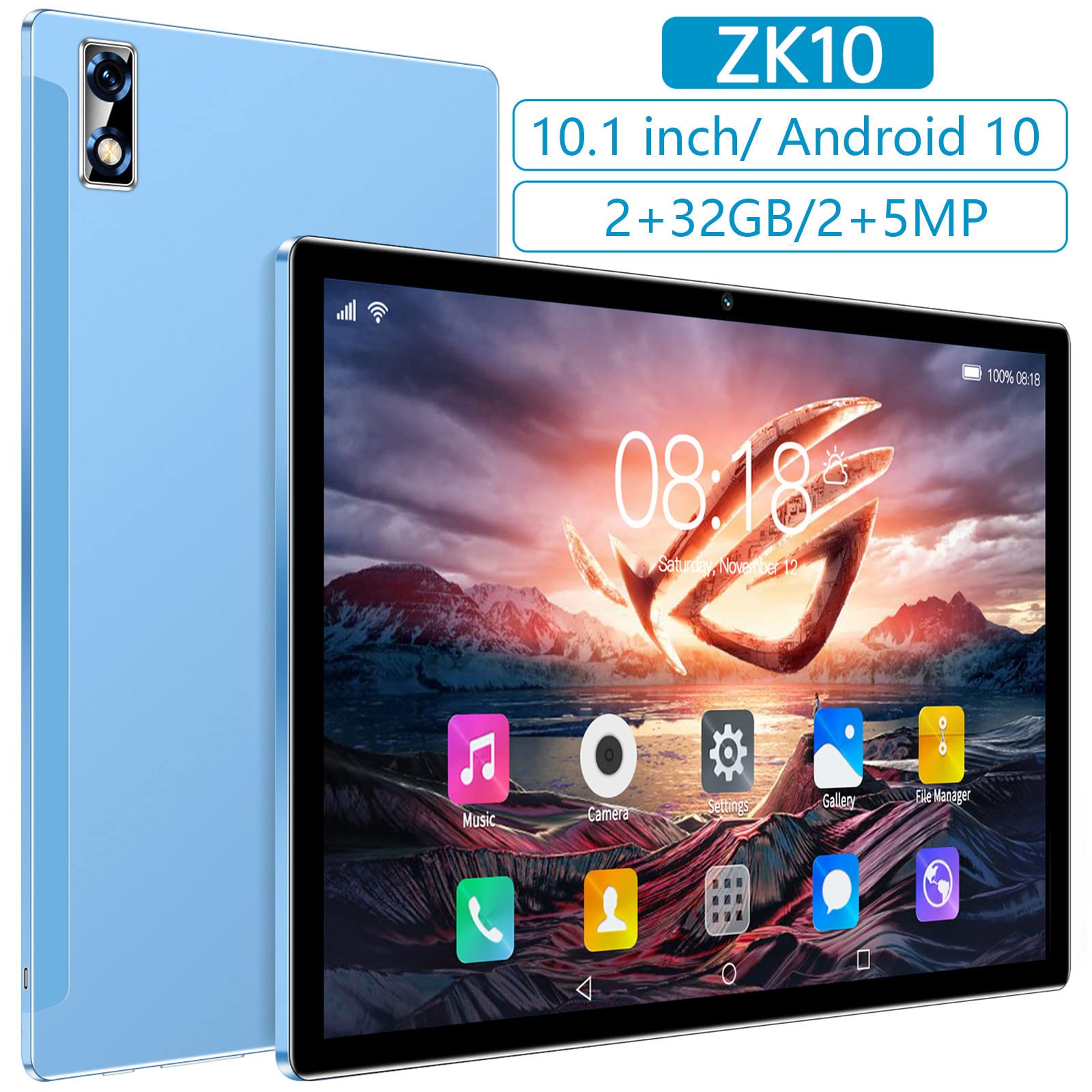 Tablet 10.1 Inch Android Tablet 2GB Ram 32GB Storage Dual Camera/Sim Car, Support 128GB Expand Storage TF Card Quad-core Processor, 2Ghz Widescreen Entertainment, Fast Responsive and Durable (Blue)