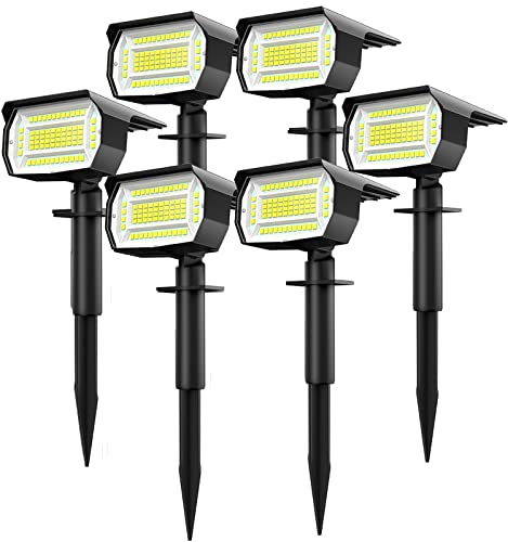 Solar Spot Lights Outdoor, 6 Pack IP65 Solar Lights Outdoor Waterproof 72 LEDs Solar Landscape Spotlights,Auto On/Off 3 Lighting Modes Outdoor Solar Garden Lights for Yard, Patio, Pathway -Cool White