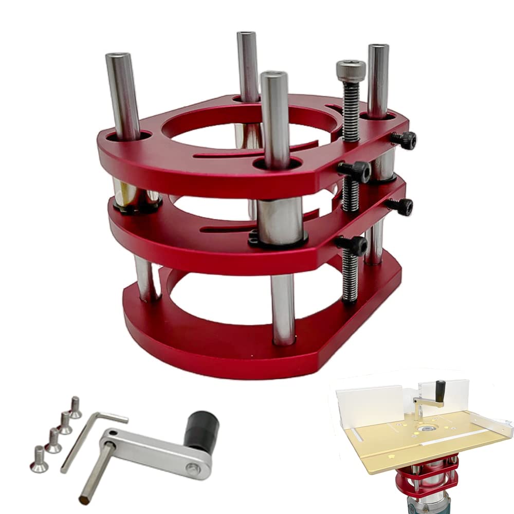 Router Lift, Geevorks Woodworking Router Table Insert Plate Lift Base for 64-66mm Diameter Motors, Max Lift 51mm Woodworking Engraving DIY Tools
