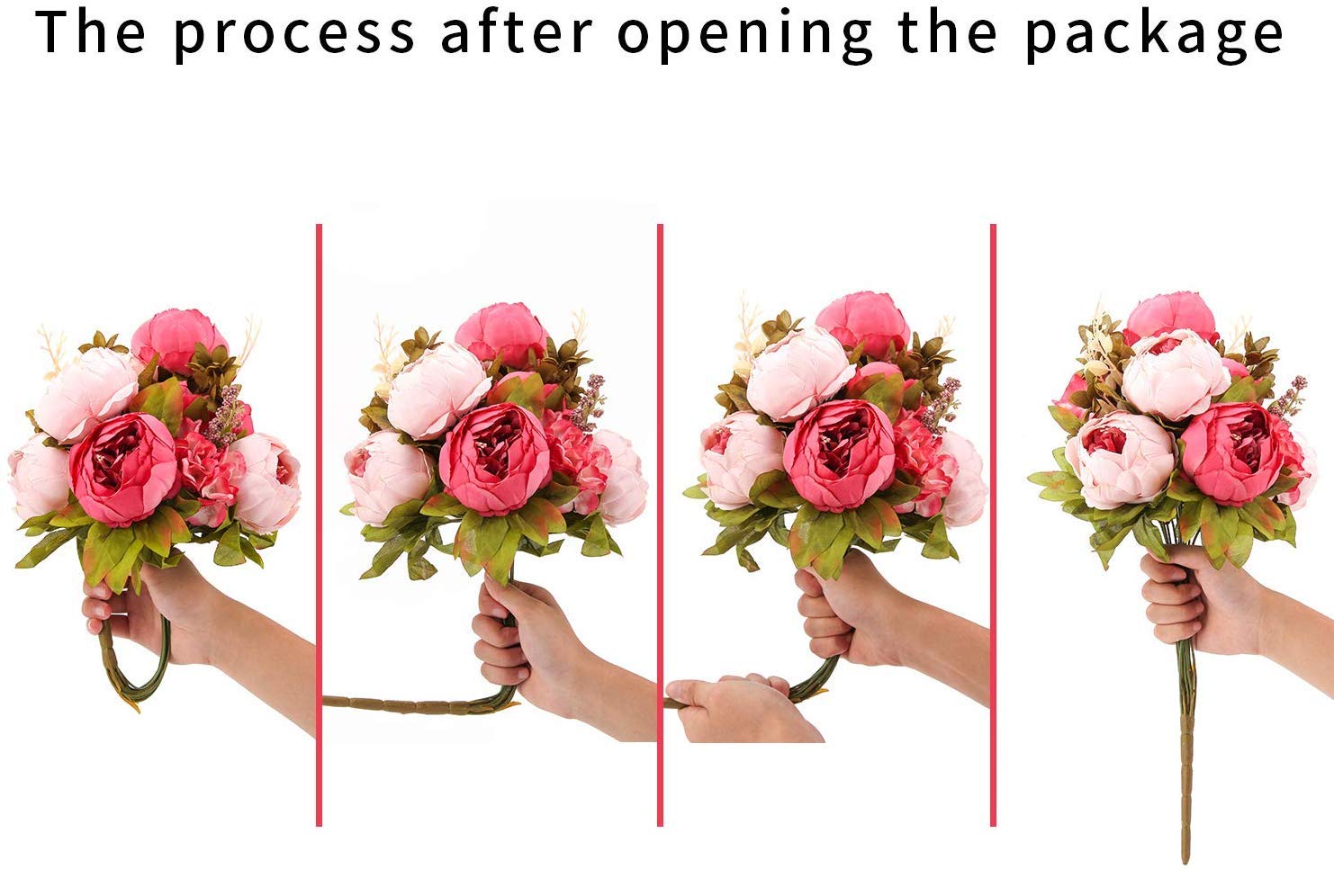 Jim's Cabin Artificial Flowers Fake Silk Peony Flower Bouquet Floral Plants Decor for Home Garden Wedding Party Decor Decoration(Dark Blue)