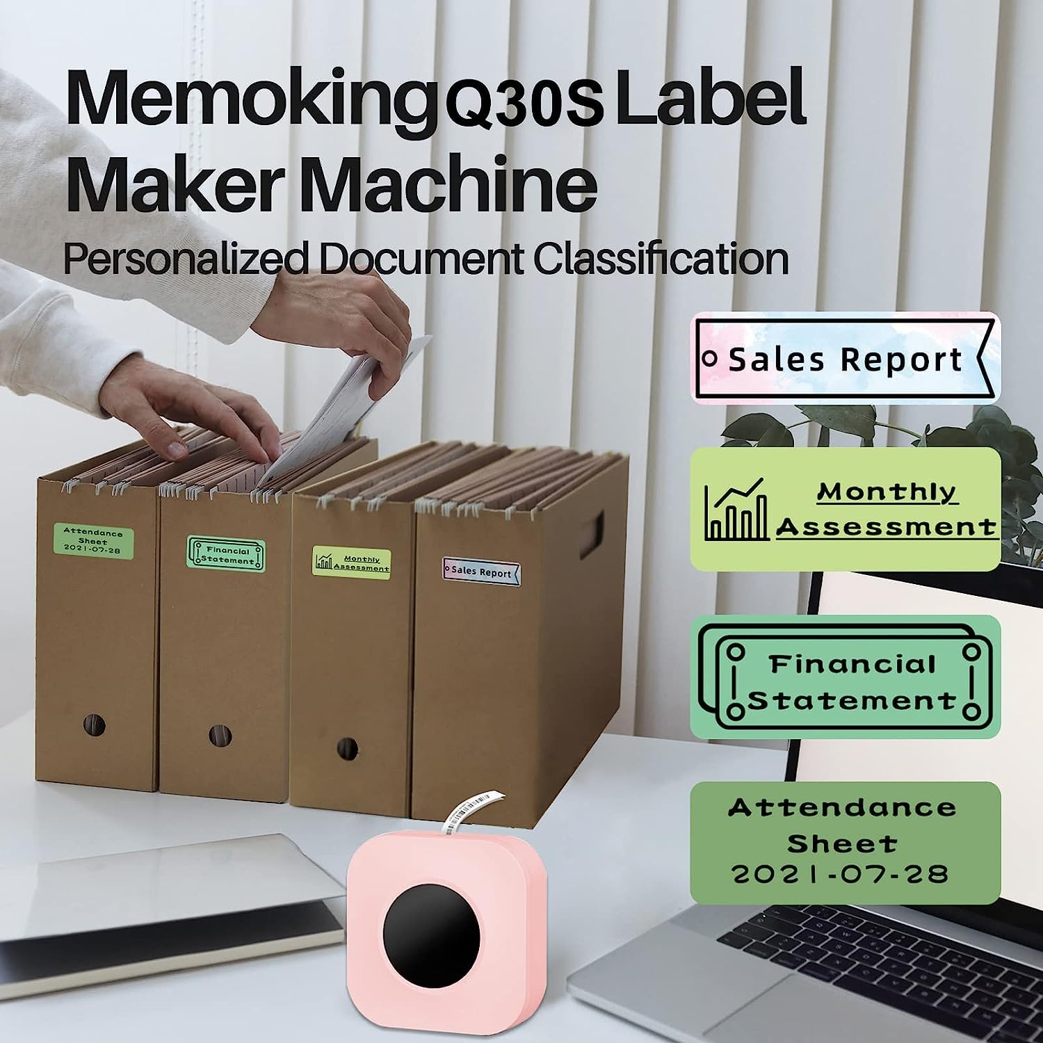 Label Maker Machine with Tape, Bluetooth Thermal Mini Label Printer, Q30S Label Makers for Jars,Small Portable Sticker Maker for Office Supplies, Organizing Storage,Barcode, Mailing, Home