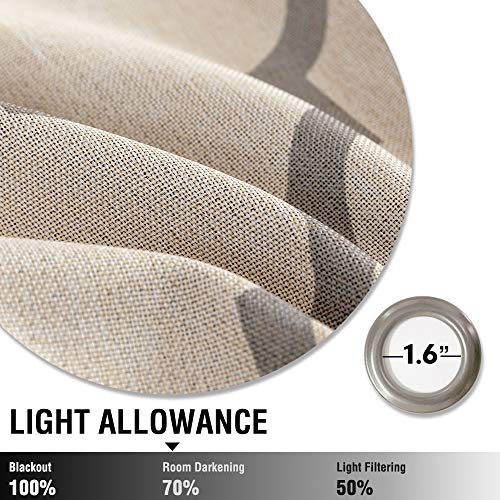 JIN CHAN Curtains Living Room Darkening Drapes Bedroom Linen Textured Window Treatment Panels 95 inch Long One Panel Grey on Beige