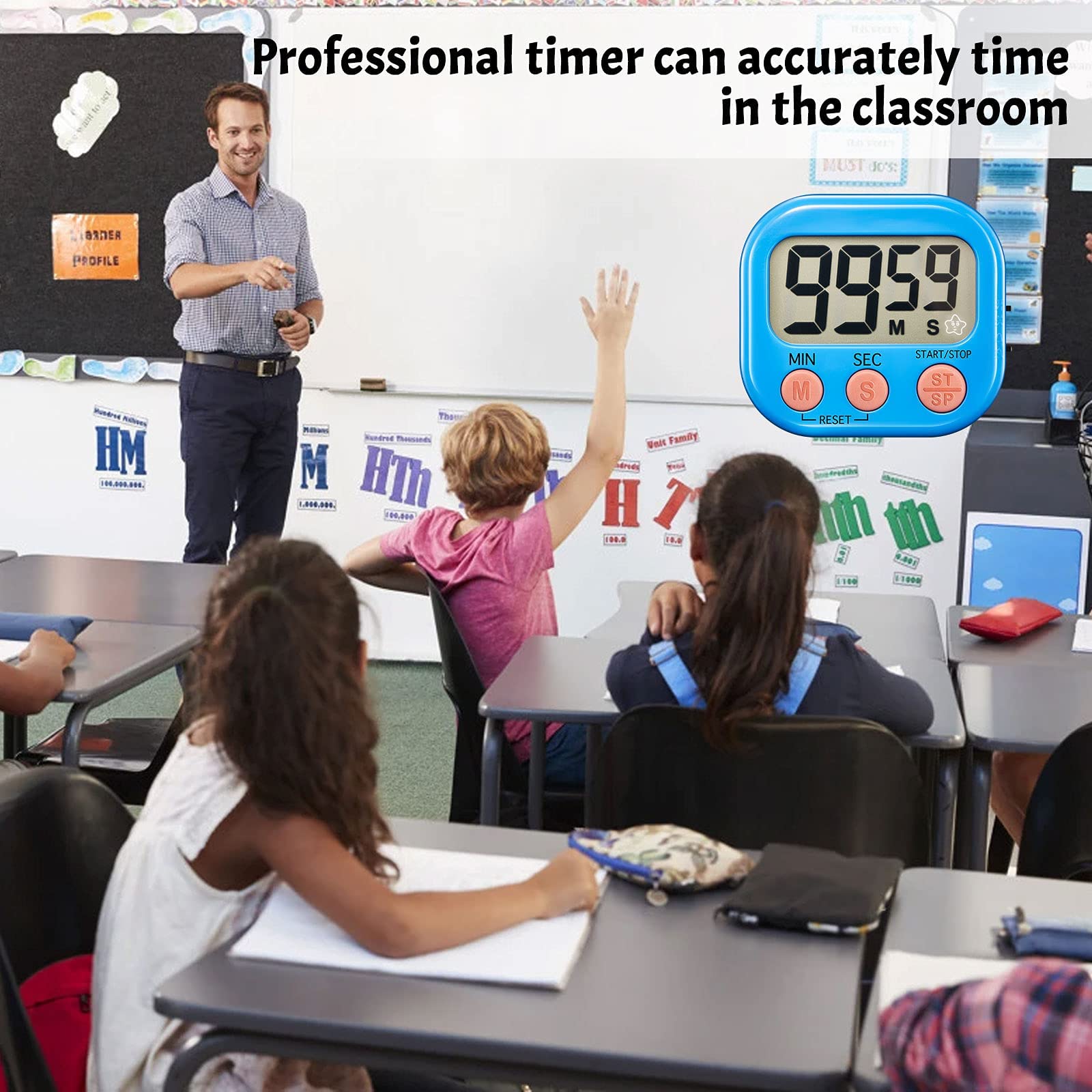 PLERISE Timers,Classroom Timer for Kids,Kitchen Timer for Cooking,Egg Timer,Magnetic Digital Timer for Teacher,Study,Exercise,Oven,Cook,Baking,Desk - 2 Pack, Blue
